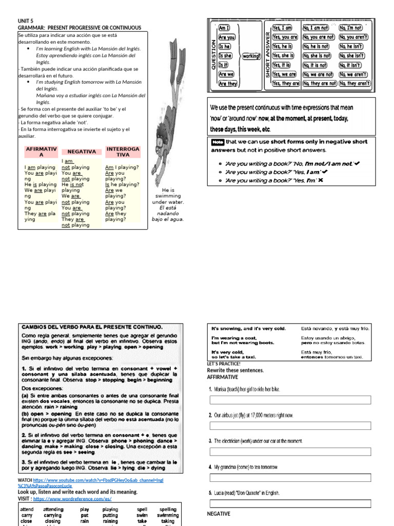 Unit 5 Present Progressive and Seasons | PDF