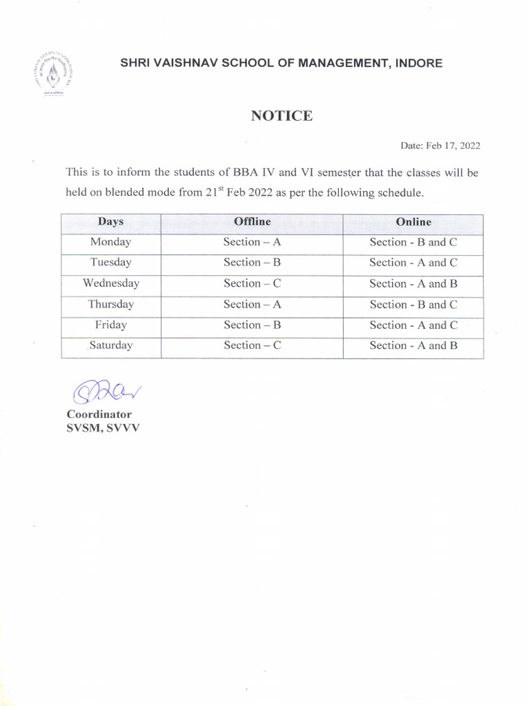 NOTICE BBA IV & VI Sem Students | PDF