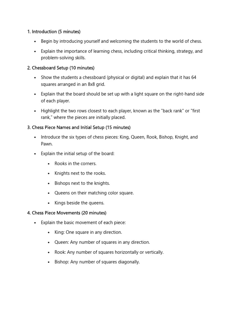 Chess Lesson 1 | PDF