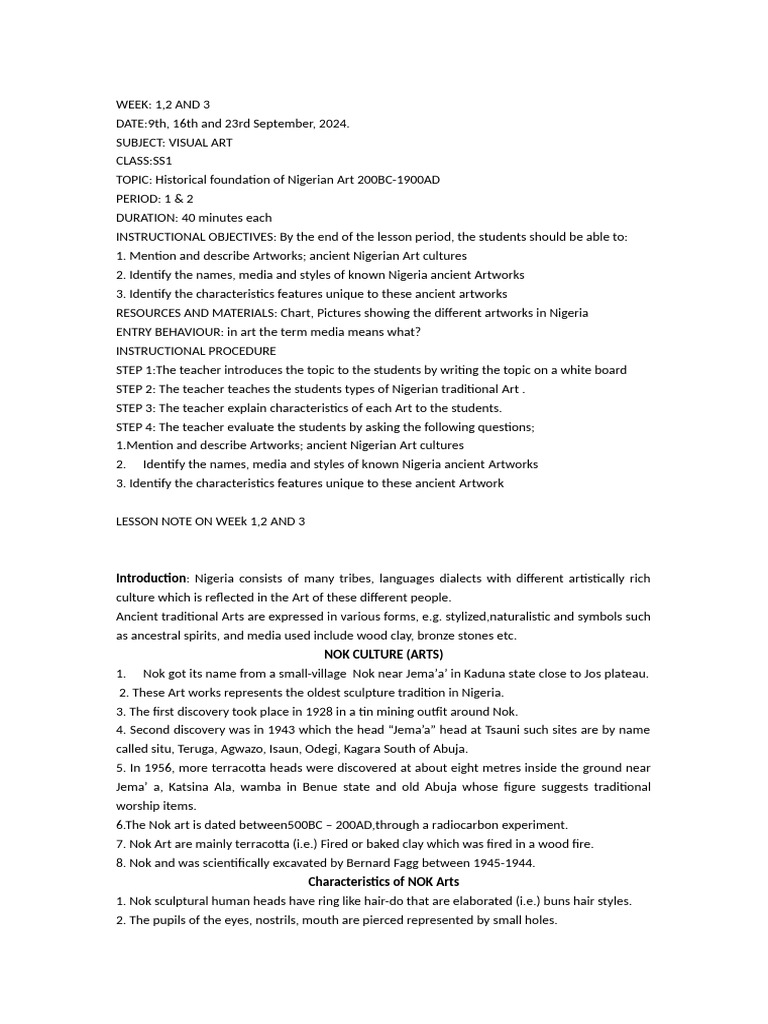 Complete Note and Lesson Plan For SS1 Class First Term | PDF | Shape ...