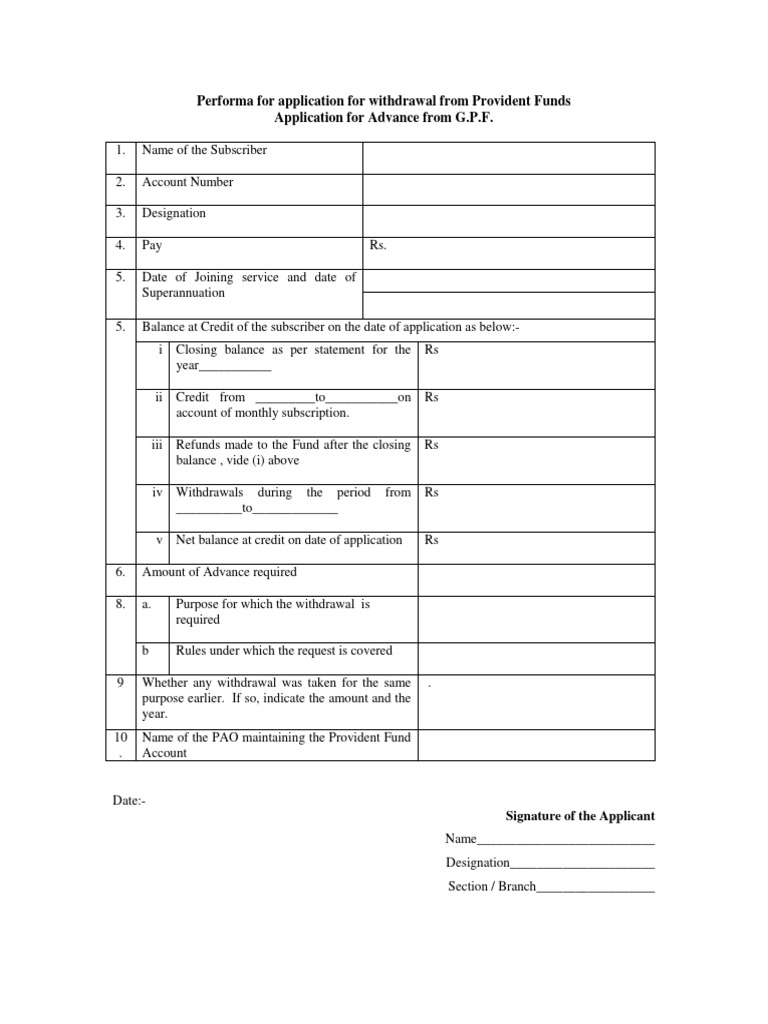 Form Withdrawl GPF | PDF