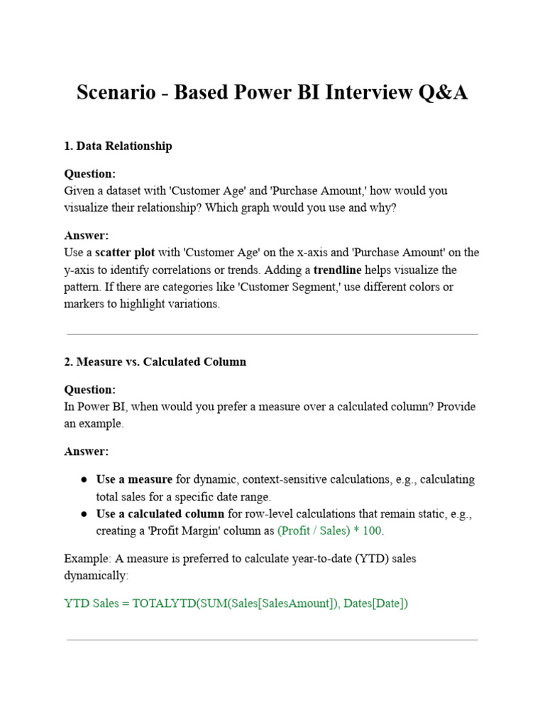 Scenario - Based Power BI Interview Q&A-1 | PDF | Performance Indicator | Computing