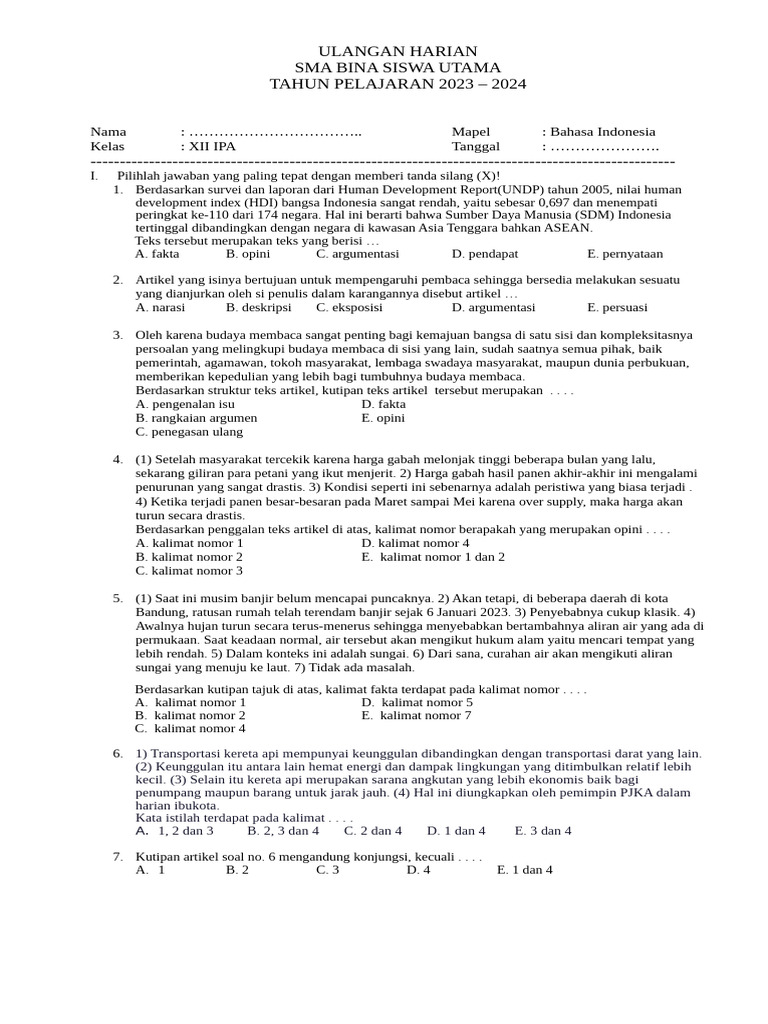 Uh KLS 12 Genap | PDF