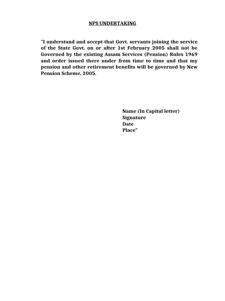 Nps Undertaking | PDF
