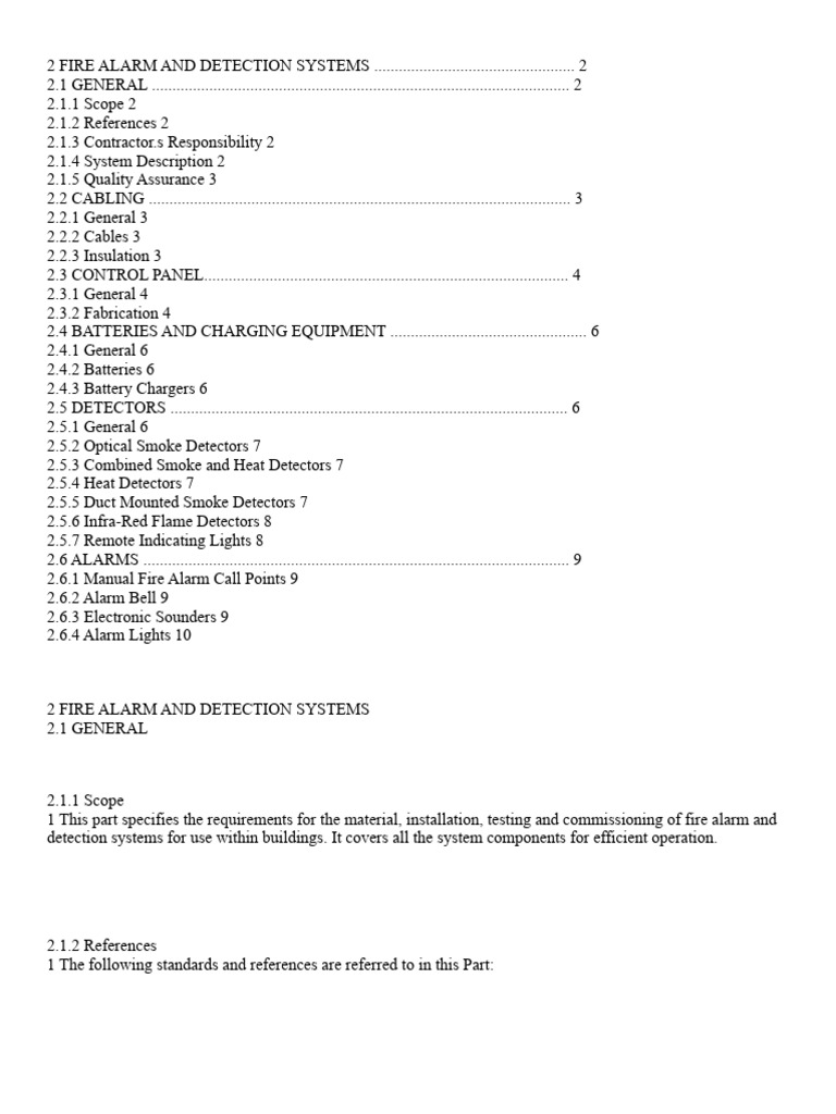 Fire Alarm System Specifications | PDF | Battery Charger | Smoke