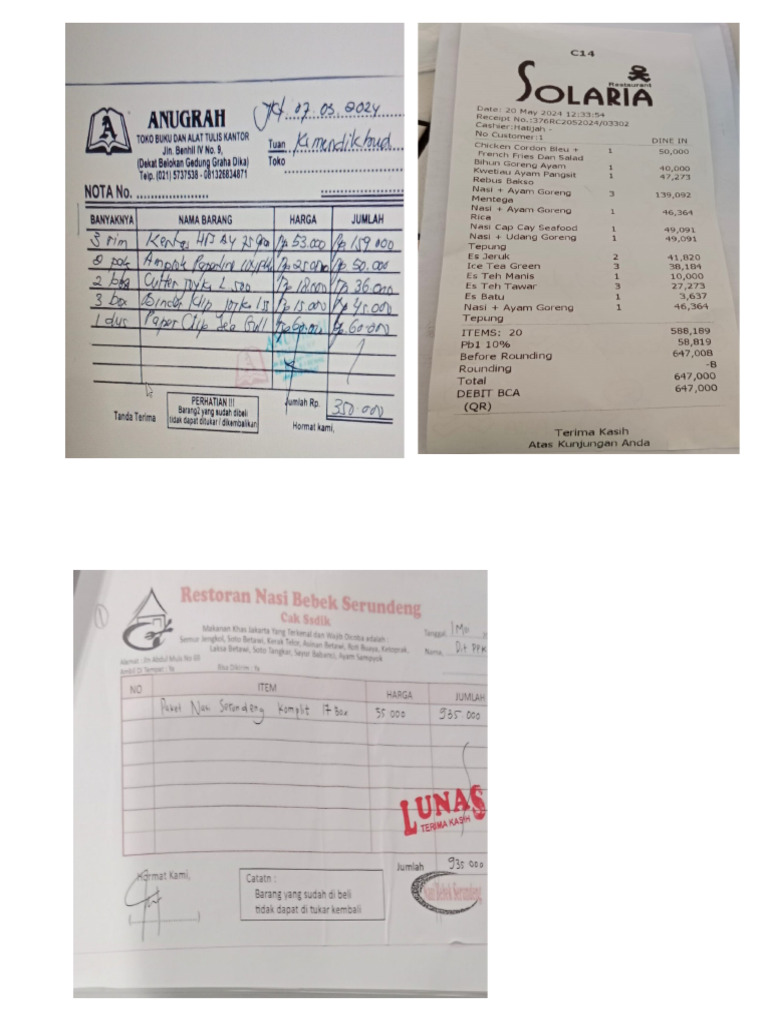 3 - Contoh Kwitansi Konsumsi - Snack - ATK | PDF