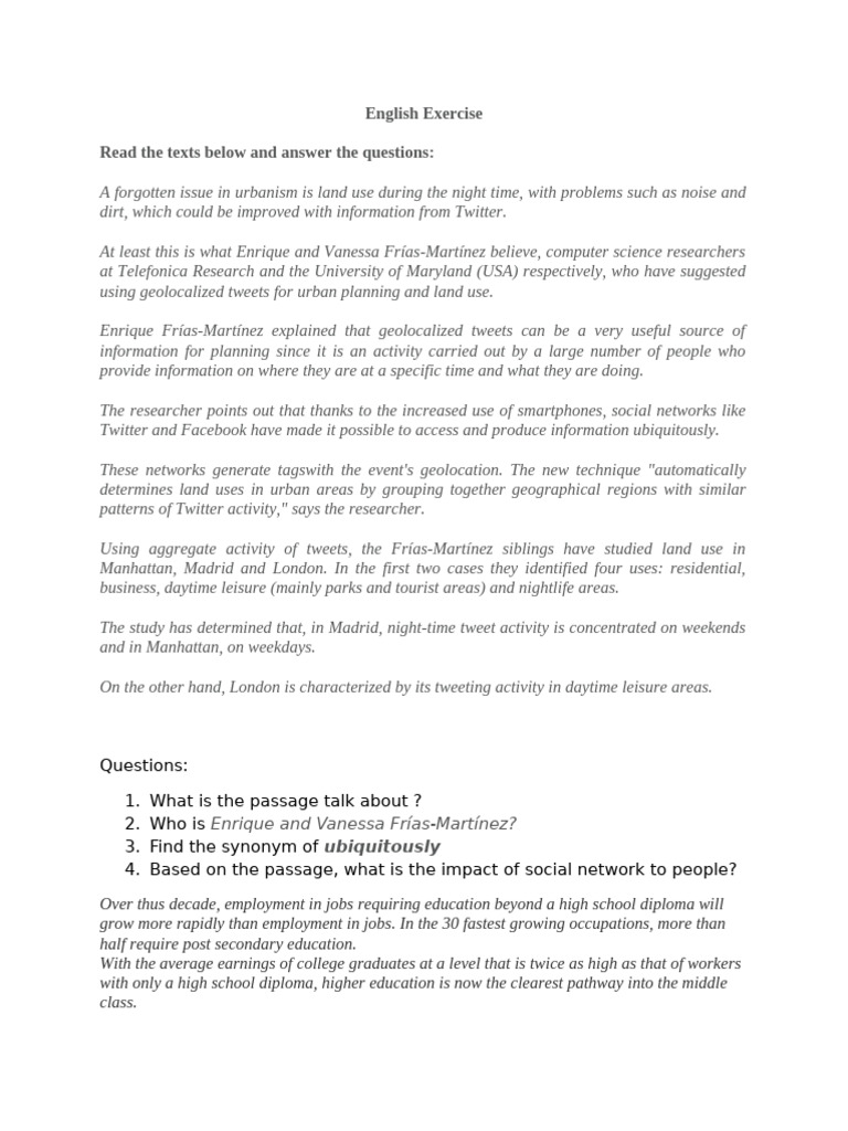 English Exercise | PDF