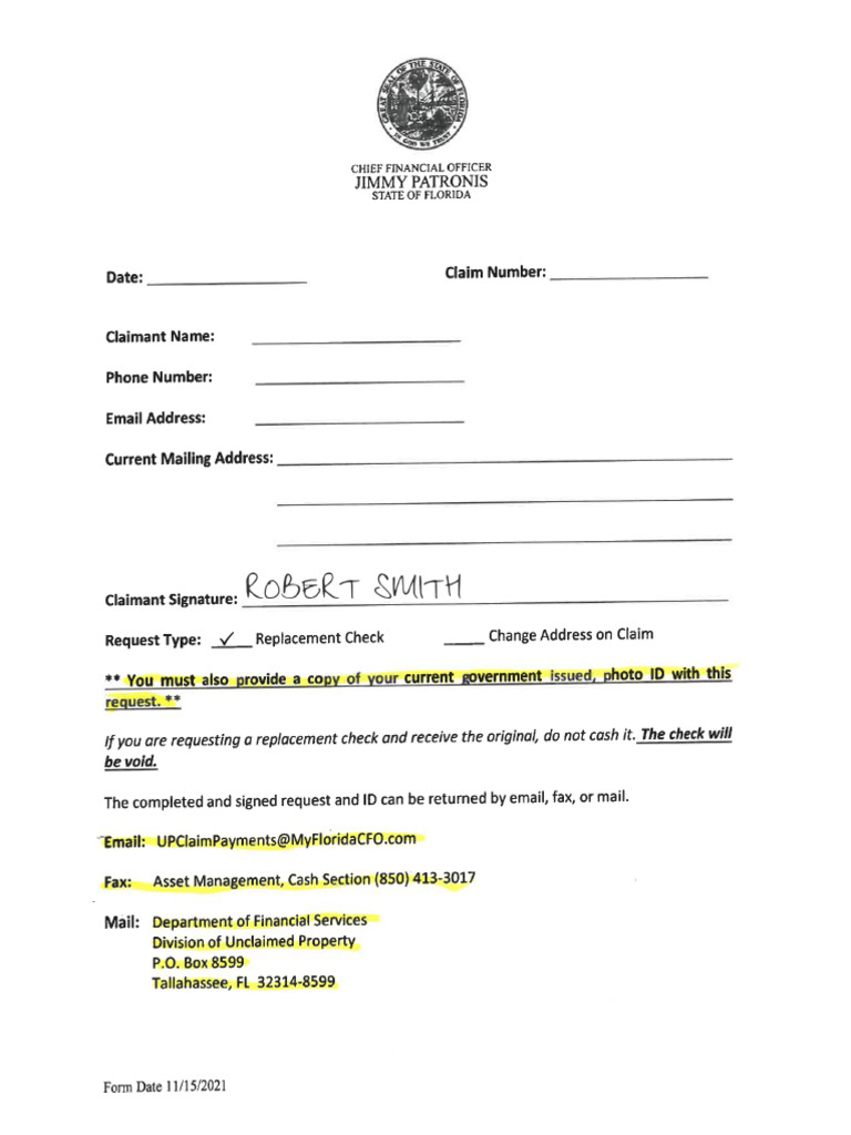Check Re-Issue Form | PDF