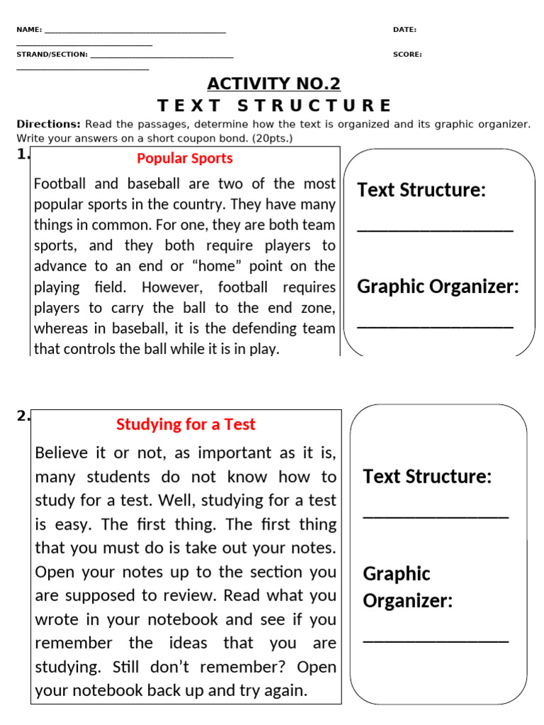 Activity-Text Structure | PDF