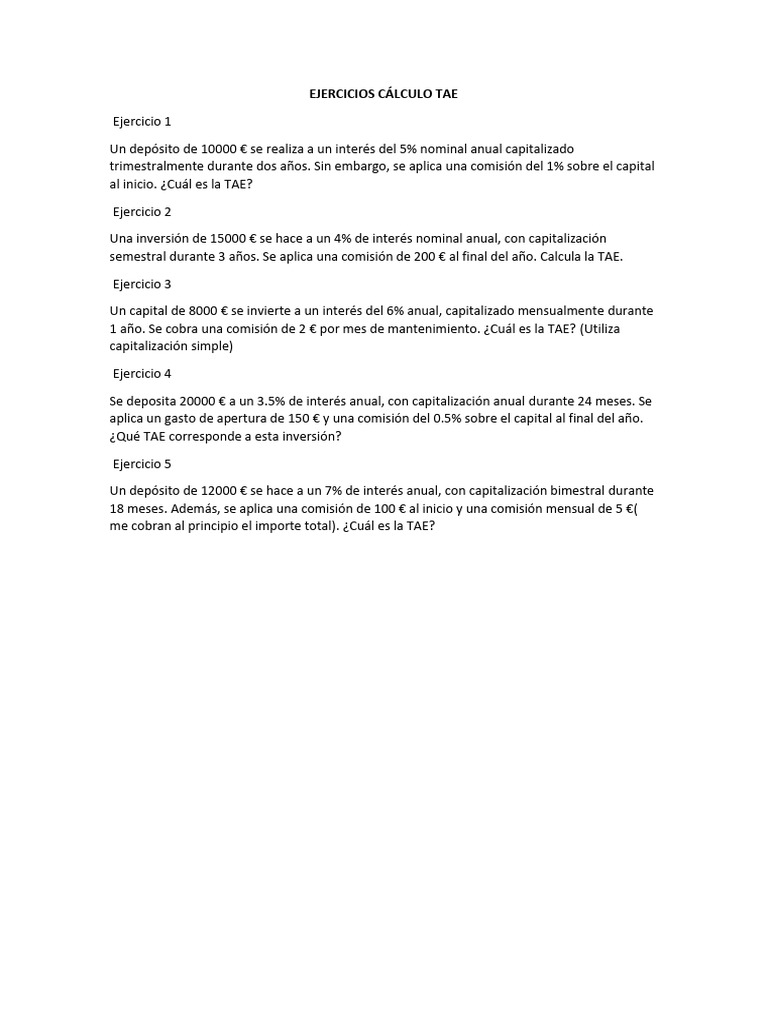 Ejercicios Cálculo Tae | PDF