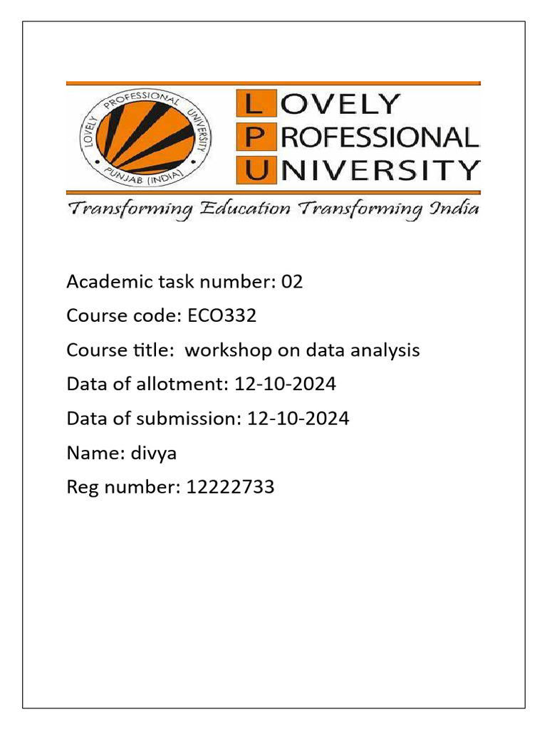 RQ2223A07 - Assignment 2 - ECO332 - Divya Spss Ca 2 | PDF | Multicollinearity | Regression Analysis
