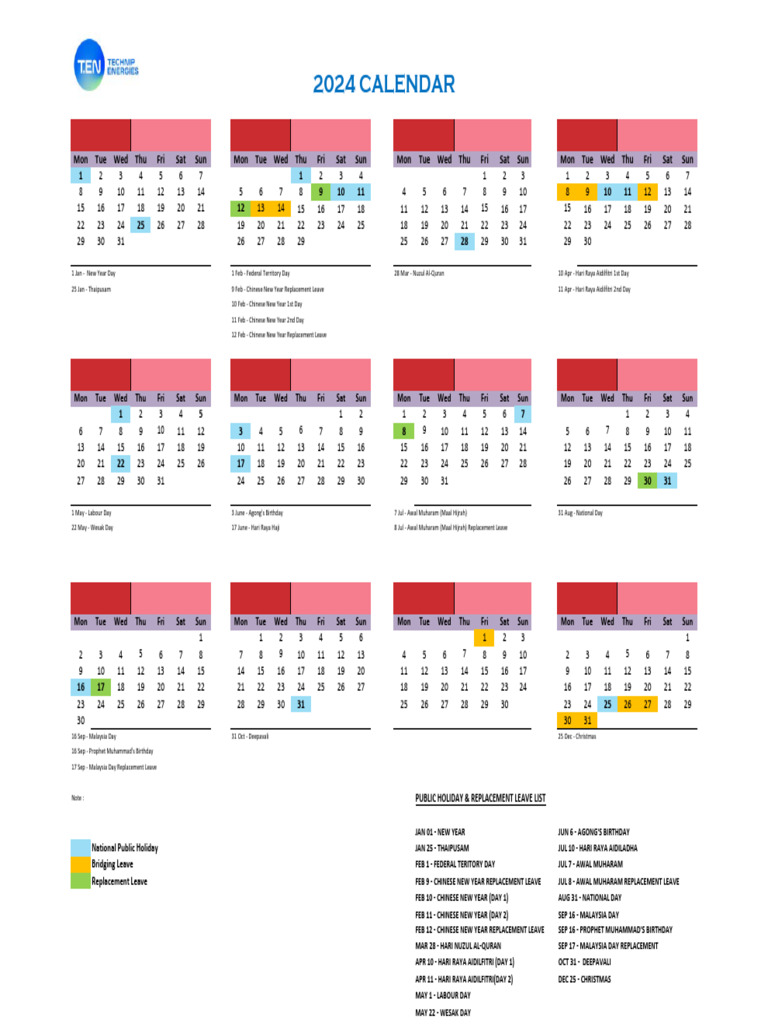 2024 Calendar For Malaysia | PDF | Religious Holidays | Malaysia