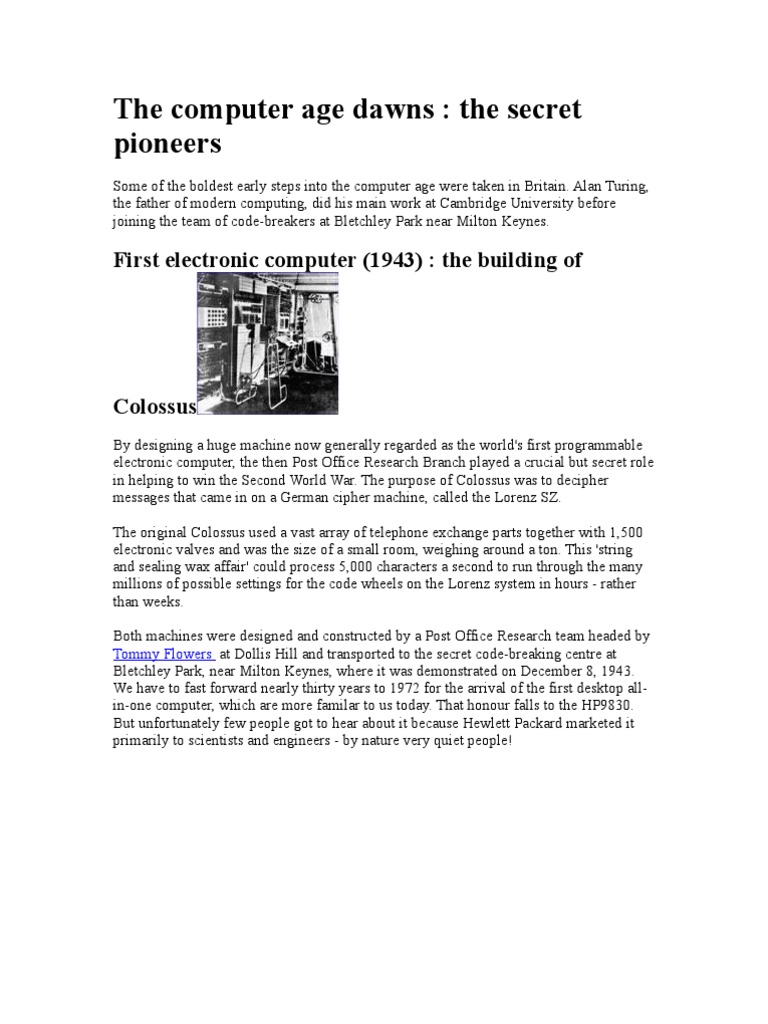 Pioneers of Early Computer Technology | PDF | Cryptography | Electronics