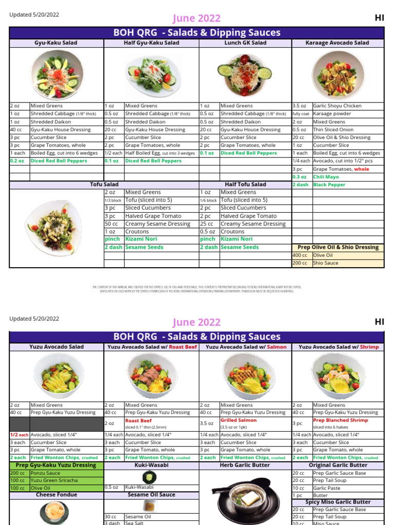 Gyu-Kaku Menu: Salads & Appetizers | PDF | Dumpling | Sauce
