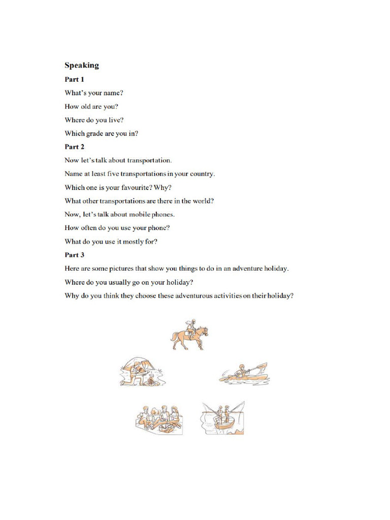 Primary Speaking Test | PDF
