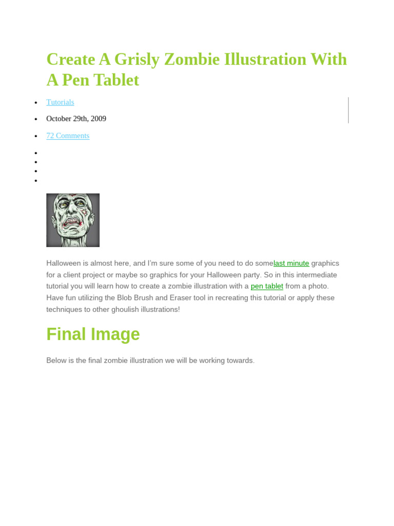 Create a Grisly Zombie Illustration | PDF | Color
