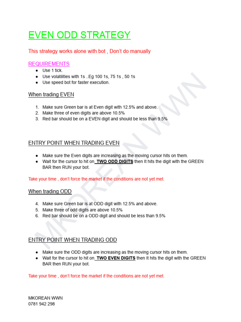 Even Odd Strategy 2 | PDF