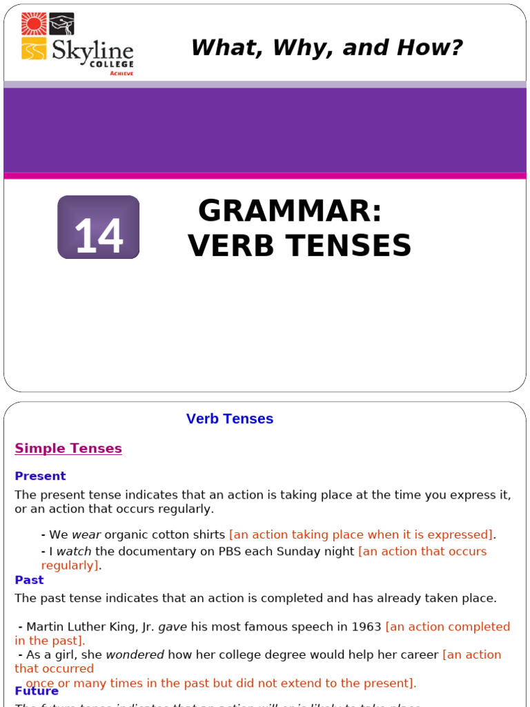14 Verb Tenses | PDF | Grammatical Tense | Perfect (Grammar)