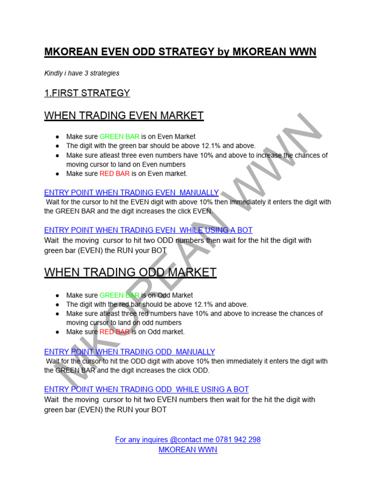 Mkorean WWN Even Odd Strategy | PDF