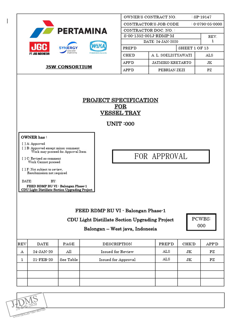 Vessel Tray Specification Document | PDF | Screw | Structural Steel