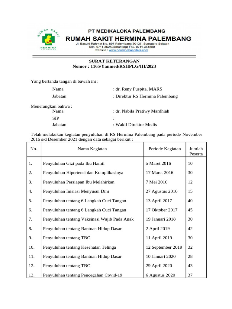 Surat Penyuluhhan Dr. Nabila | PDF