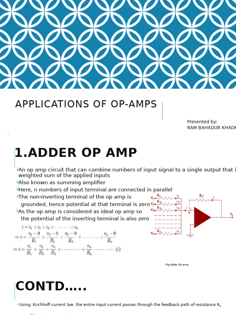 Applications of Op-Amps | PDF | Amplifier | Operational Amplifier