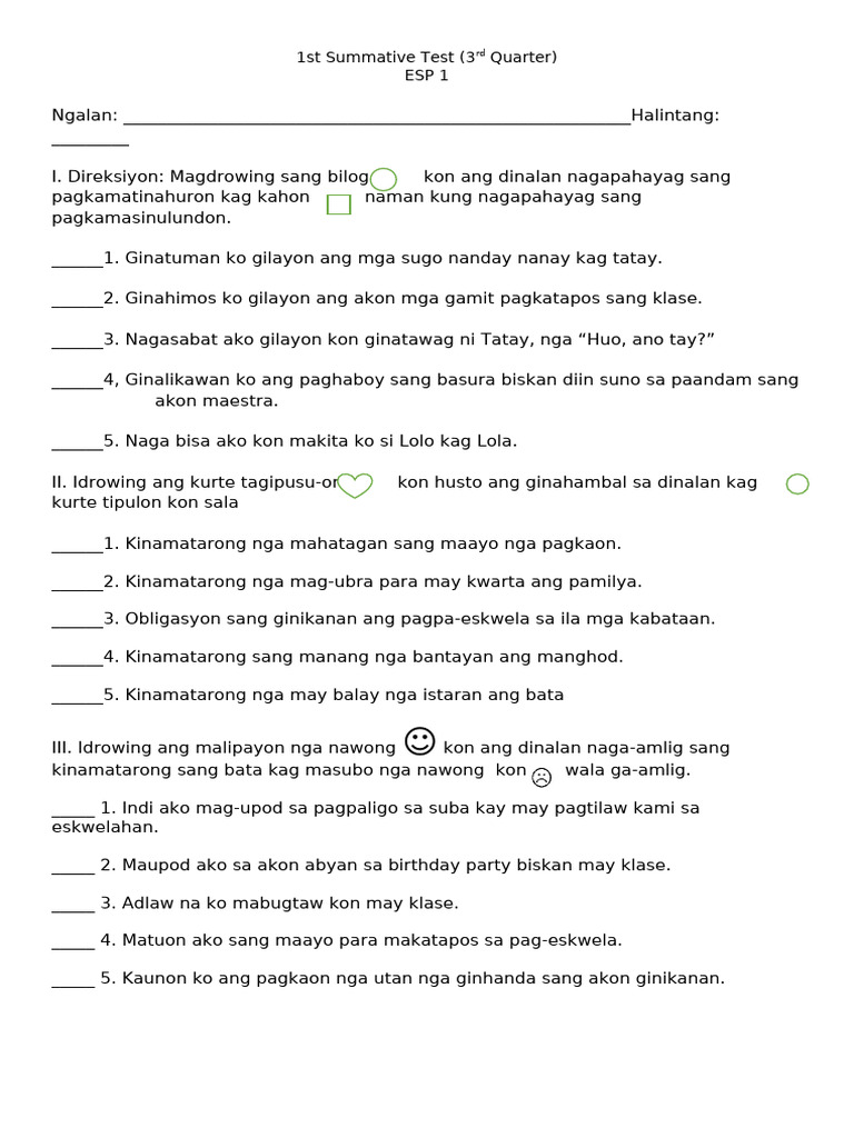 1st Summative Test | PDF