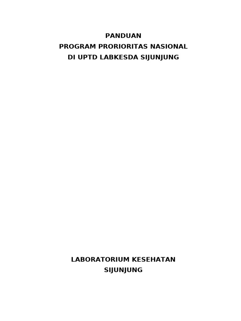 Pedoman Program Nasional Laboratorium | PDF