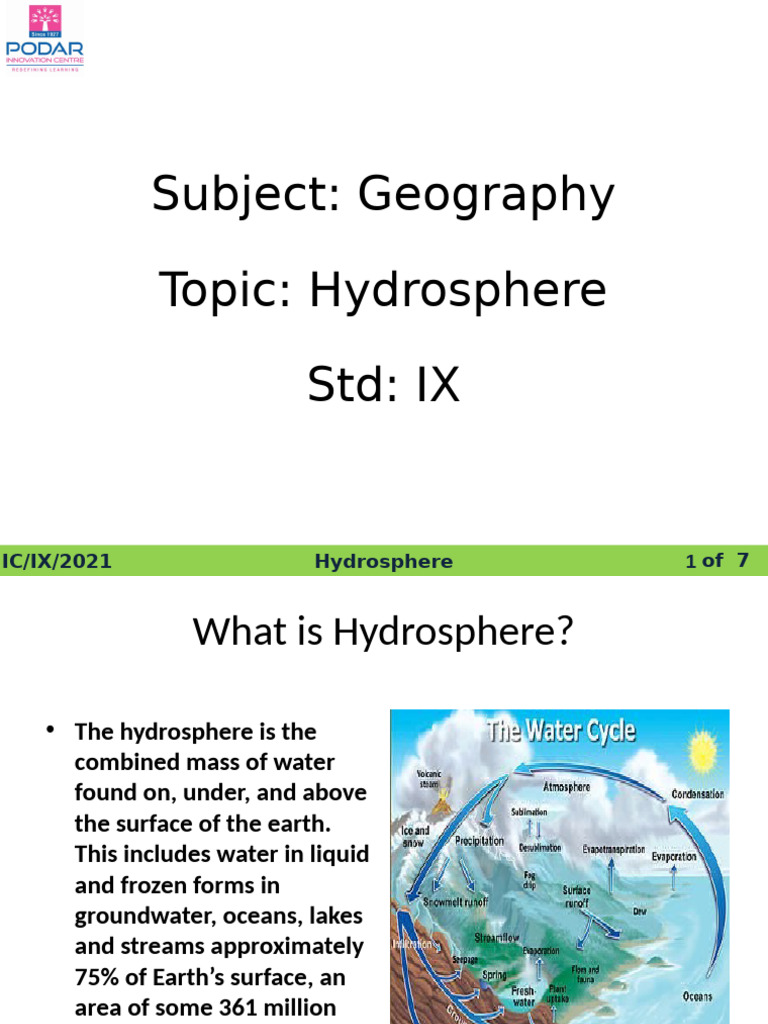 1 IX GEOG Hydrosphere | PDF