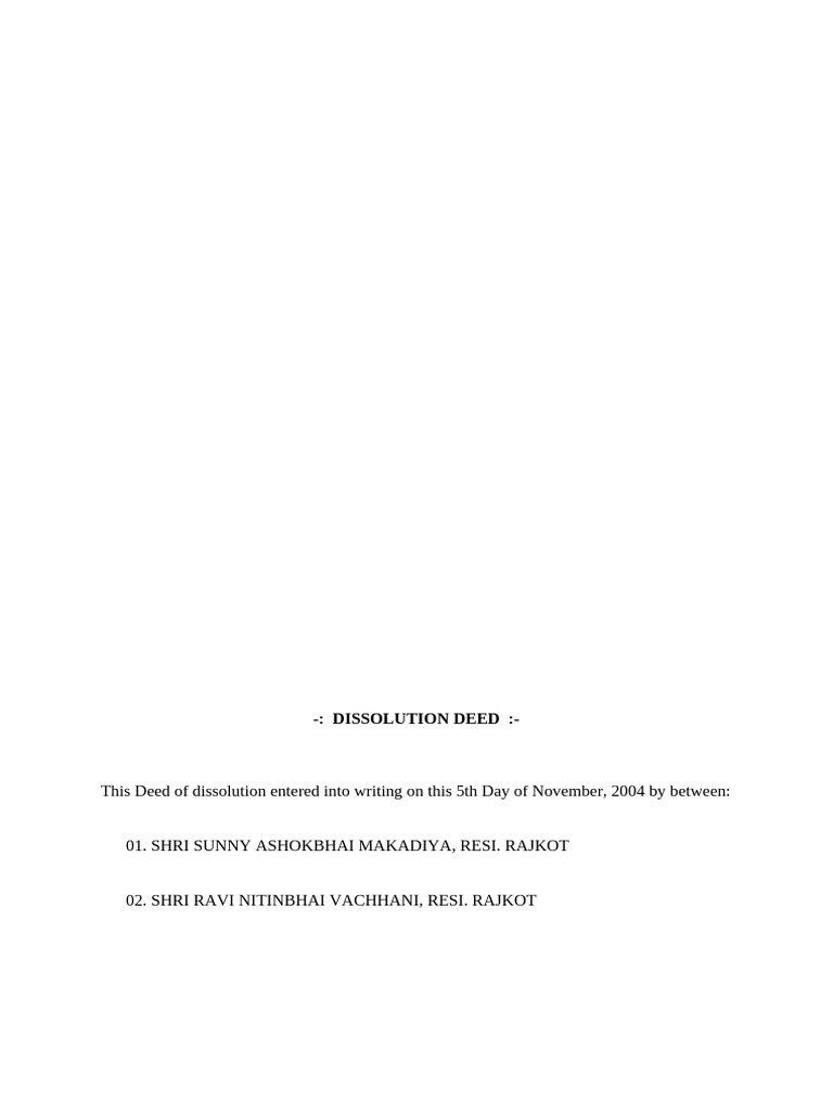 Dissolution Deed | PDF | Private Law | Taxes