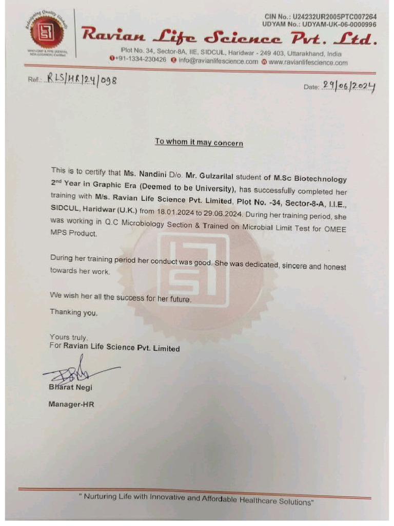 Updated PDF For M.SC BT, Sem 4, External Certificates Dissertation ...