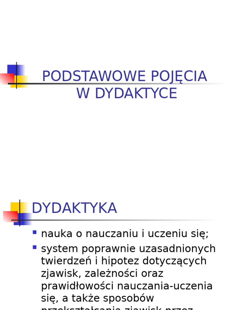 Podstawowe Pojecia W Dydaktyce 2 | PDF