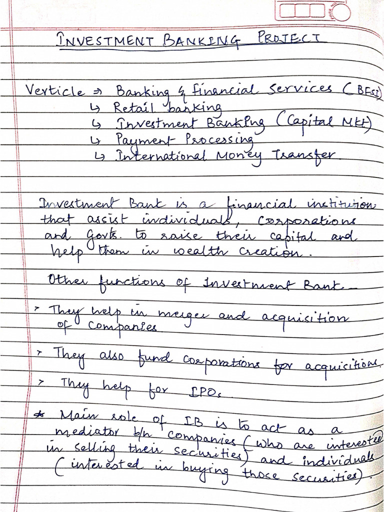 Banking Project - Written Notes | PDF
