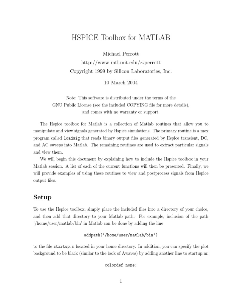 Hspice Toolbox | Spice | Matlab | Free 30-day Trial | Scribd