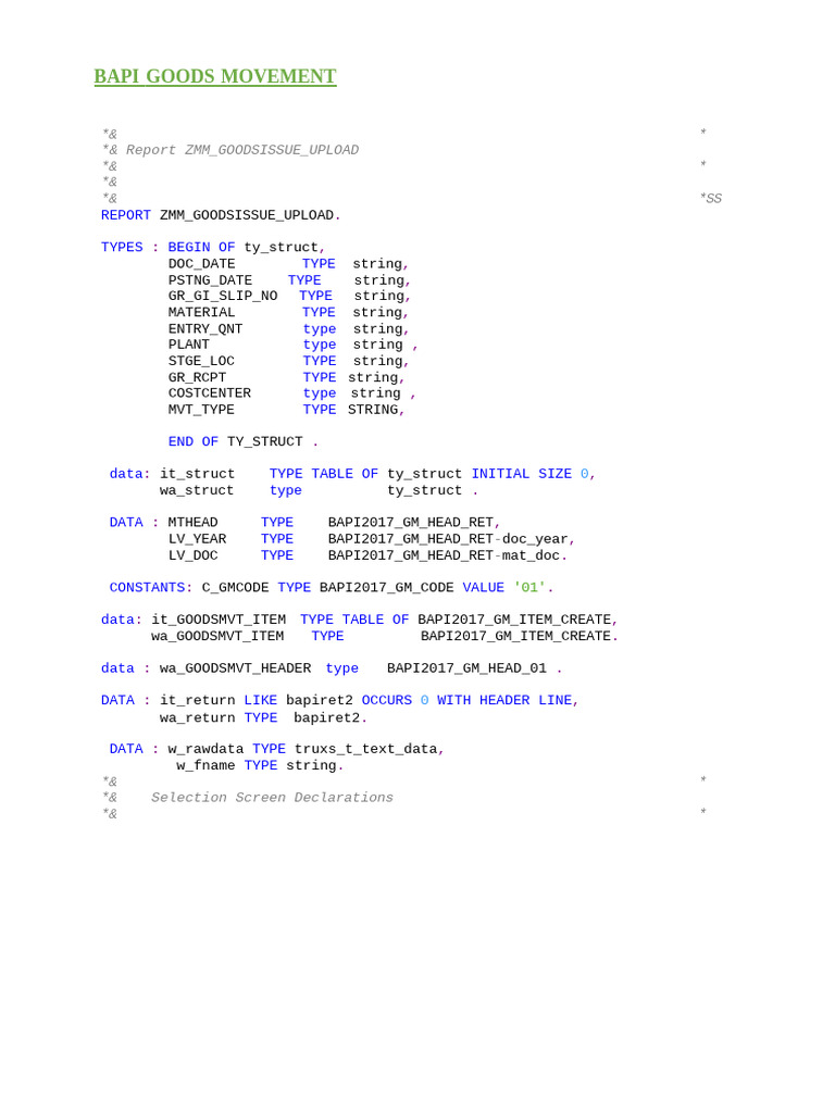Bapi - Good Movement Create | PDF | Computer Programming | Computing