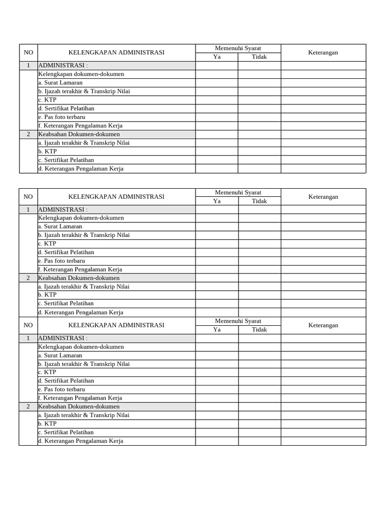 Kelengkapan Dokumen | PDF