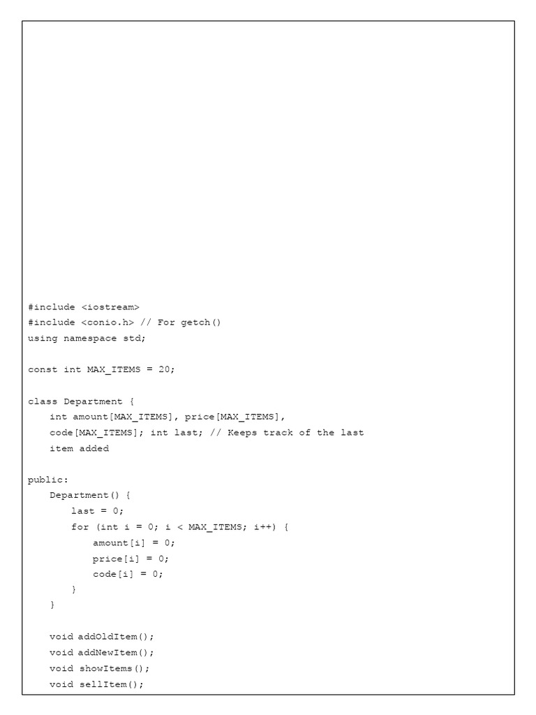 C++ Program For Store Management System | PDF | C++ | Namespace