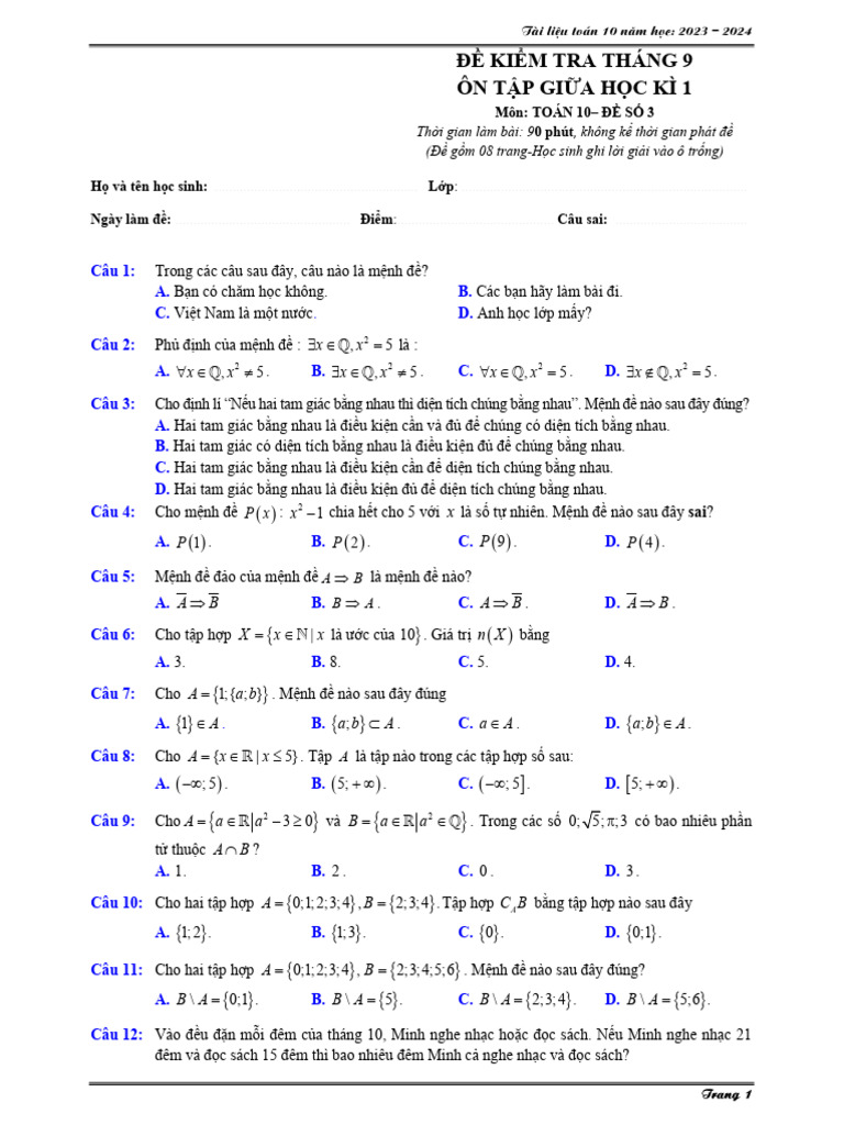 De Giua Ky So 3 | PDF