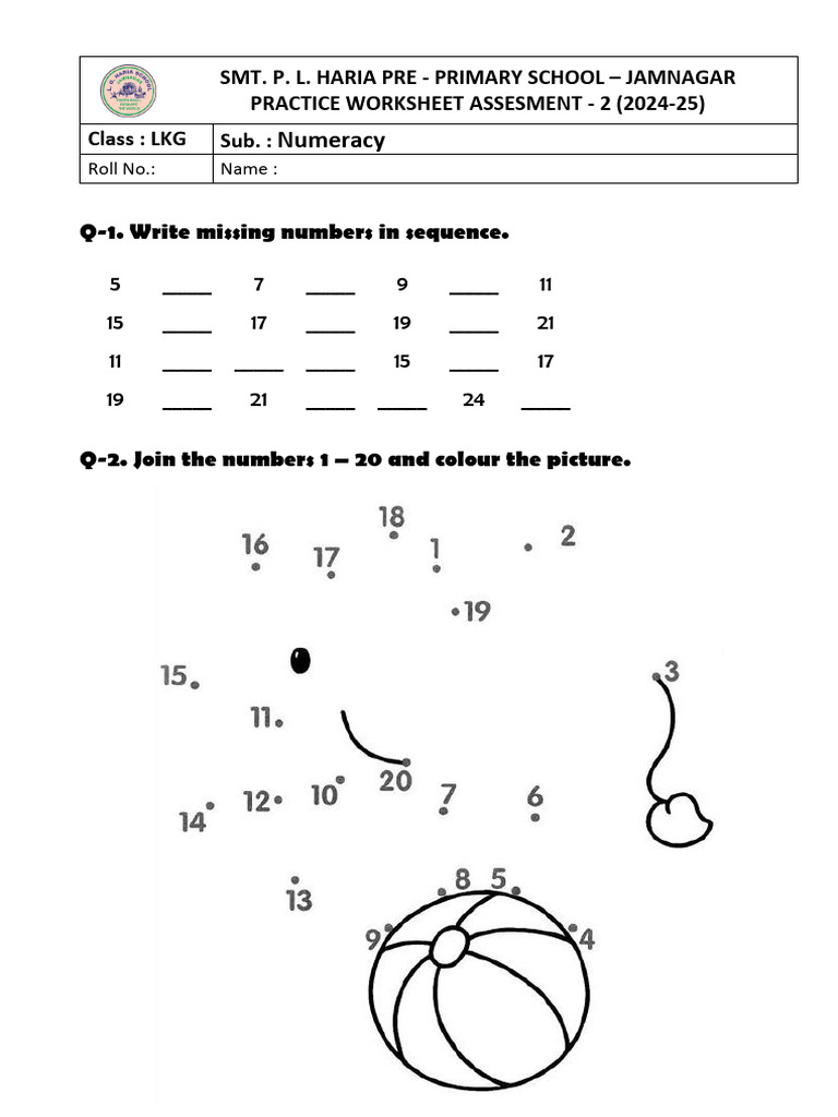LKG Practice Worksheets for 2024-25 | PDF