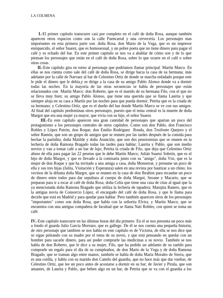 Resumenes de La Colmena | PDF
