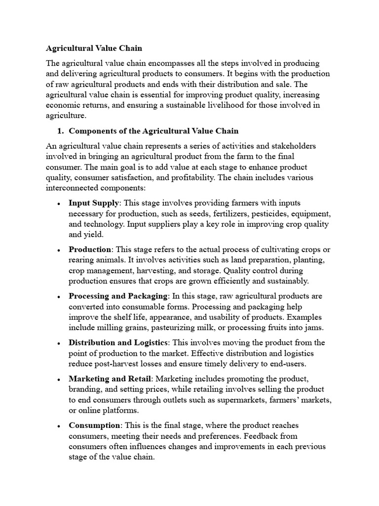 Agricultural Value Chain Explained | PDF | Agriculture | Rice