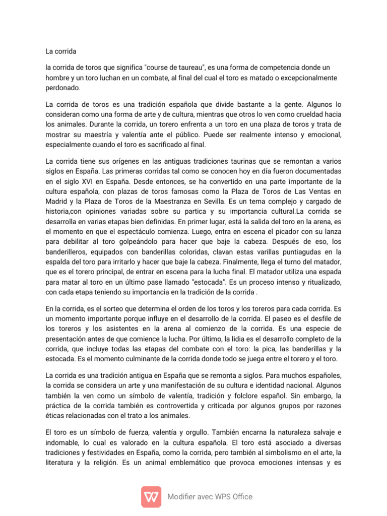 La Corrida | PDF | Toreo | Toro