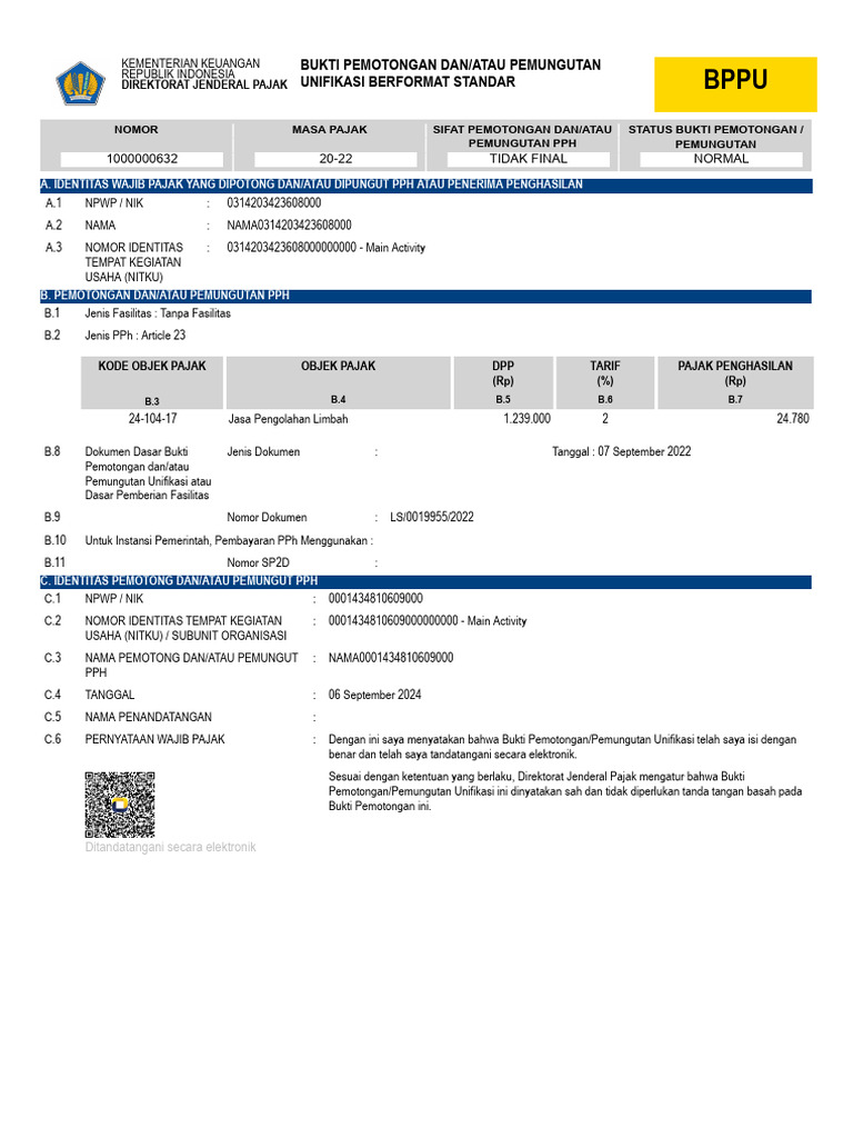 M 01-DOC001 SPT Unifikasi BPU 1000000632 | PDF