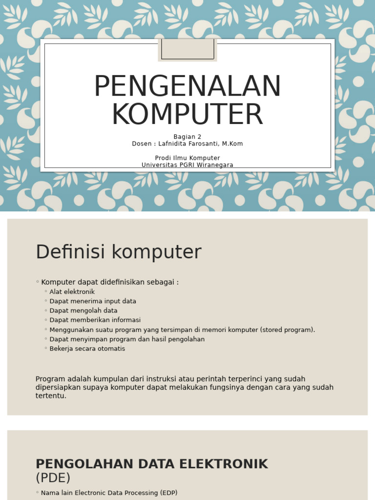 Pengolahan Data Dengan Komputer | PDF