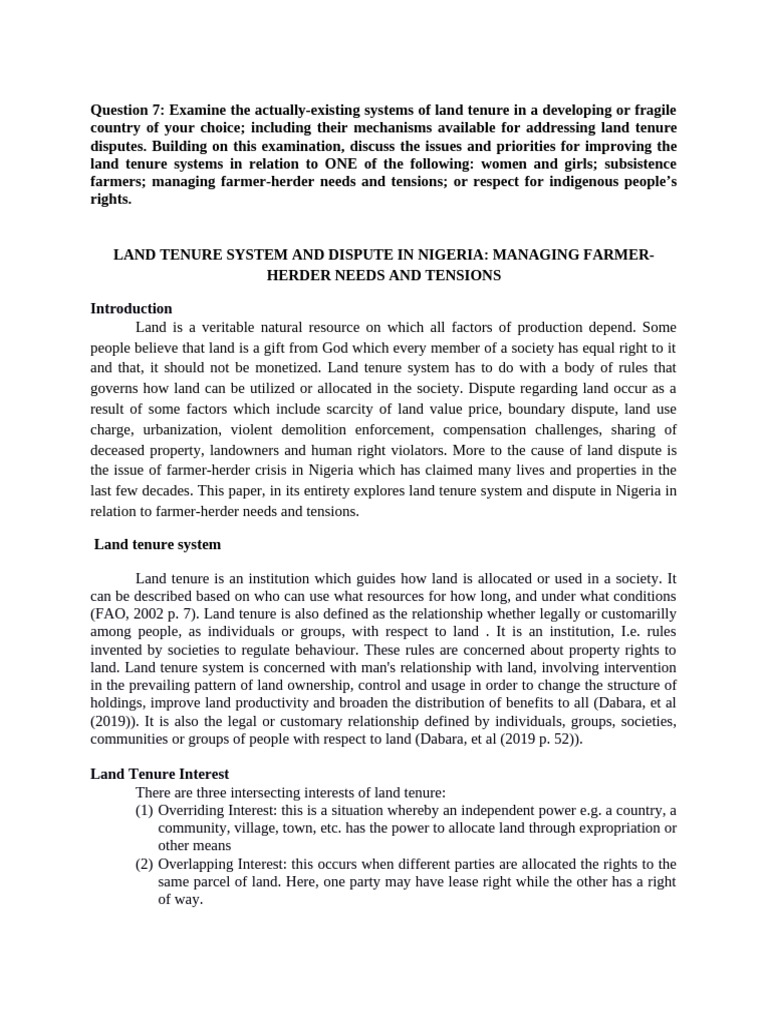 Land Tenure System in Nigeria | PDF | Pastoralism | Property