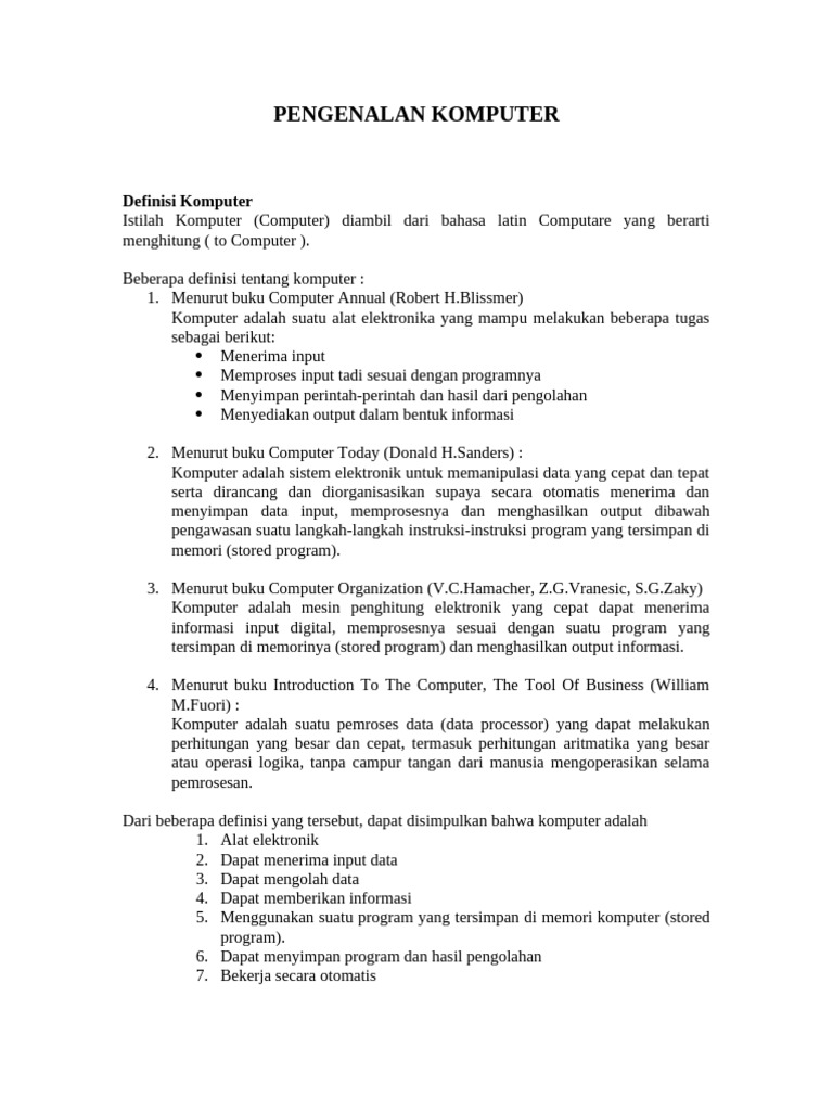 Definisi dan Fungsi Komputer | PDF