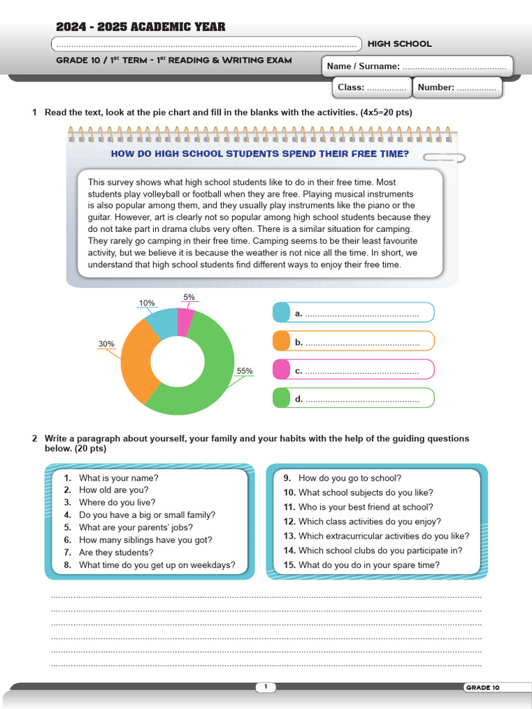 Grade 10 Reading Writing Exam 1 | PDF