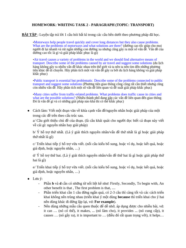 Writing Task 2 Paragraph (Transport) | PDF | Public Transport | Transport