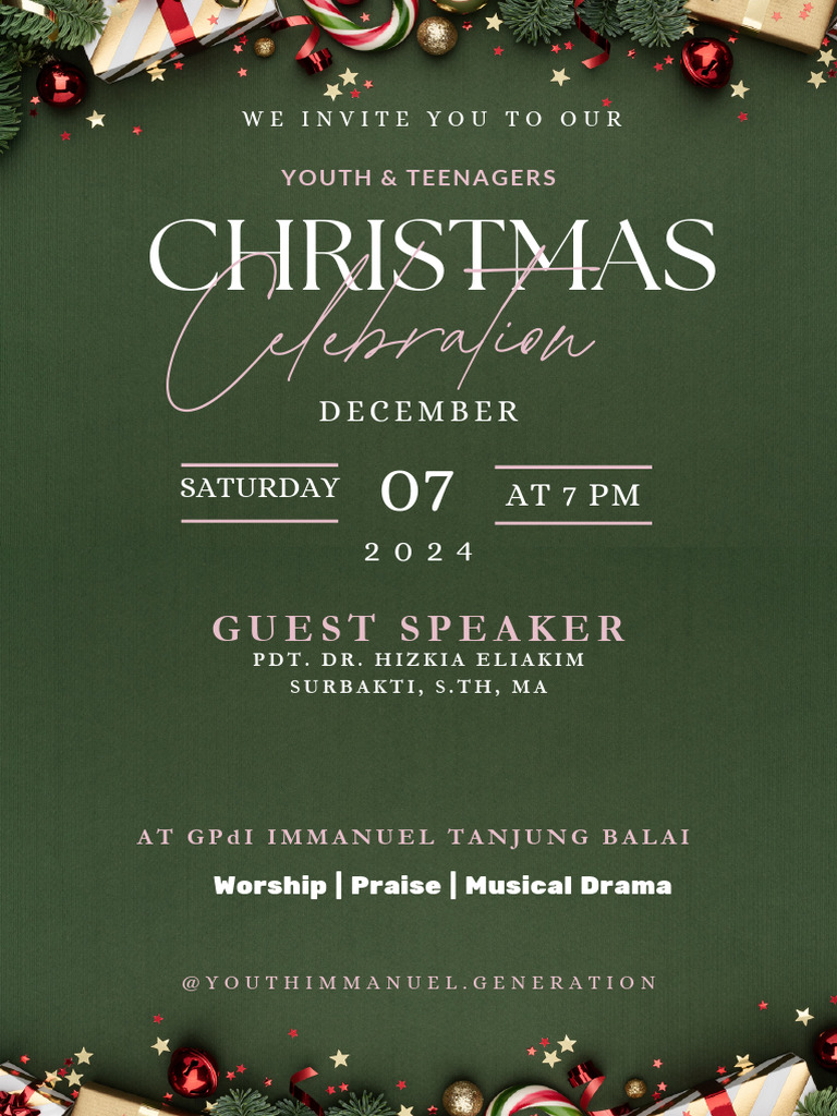Cream and Red Simple Christmas Party Invitation | PDF