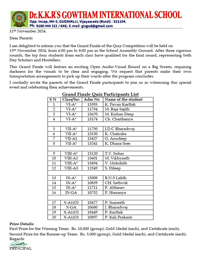 Quiz Grand Finale Invitation | PDF